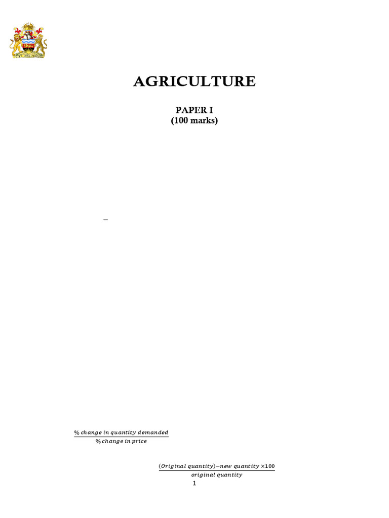 2024 Shed Agriculture Paper I Marking Key | PDF | Soil | Agriculture