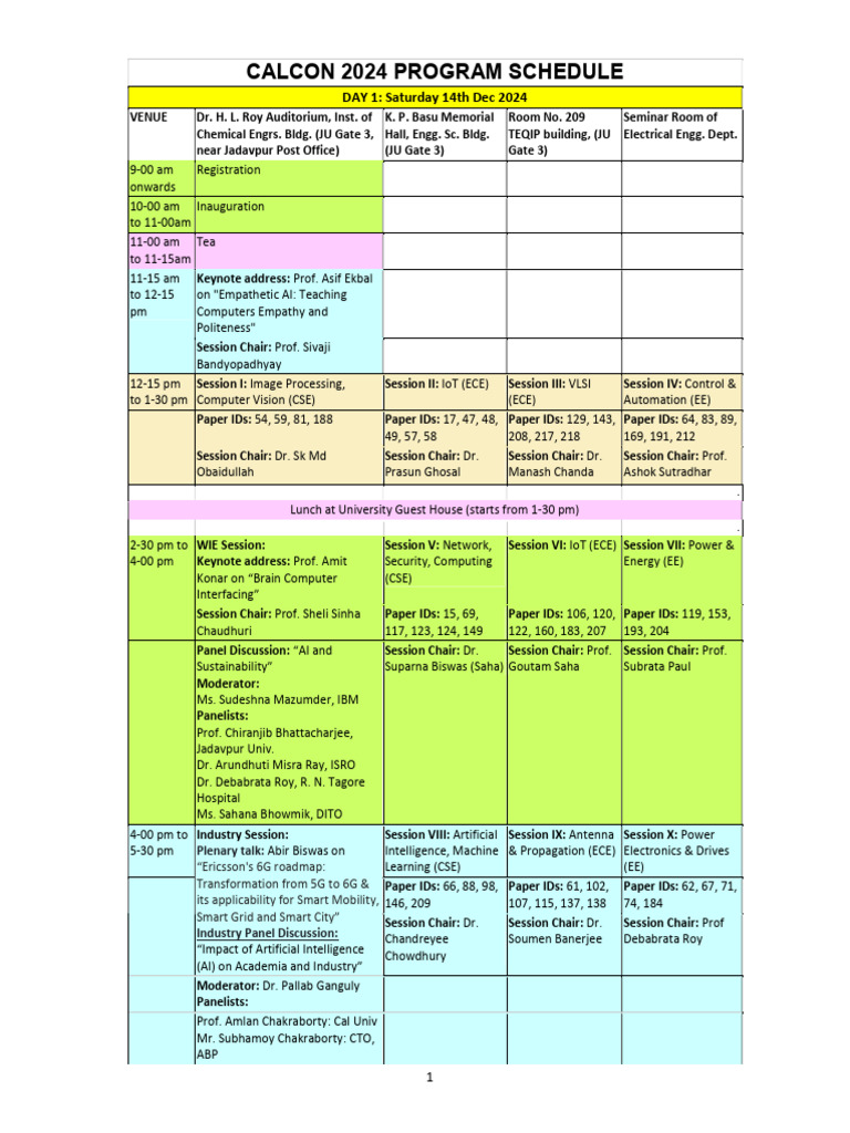 CALCON 2024 Schedule | PDF | Electronics