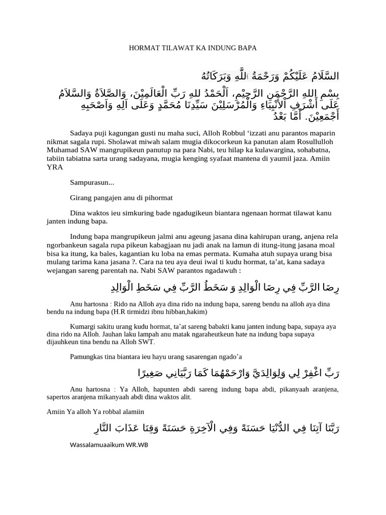 Biantara Hormat Ka Indung Bapa | PDF