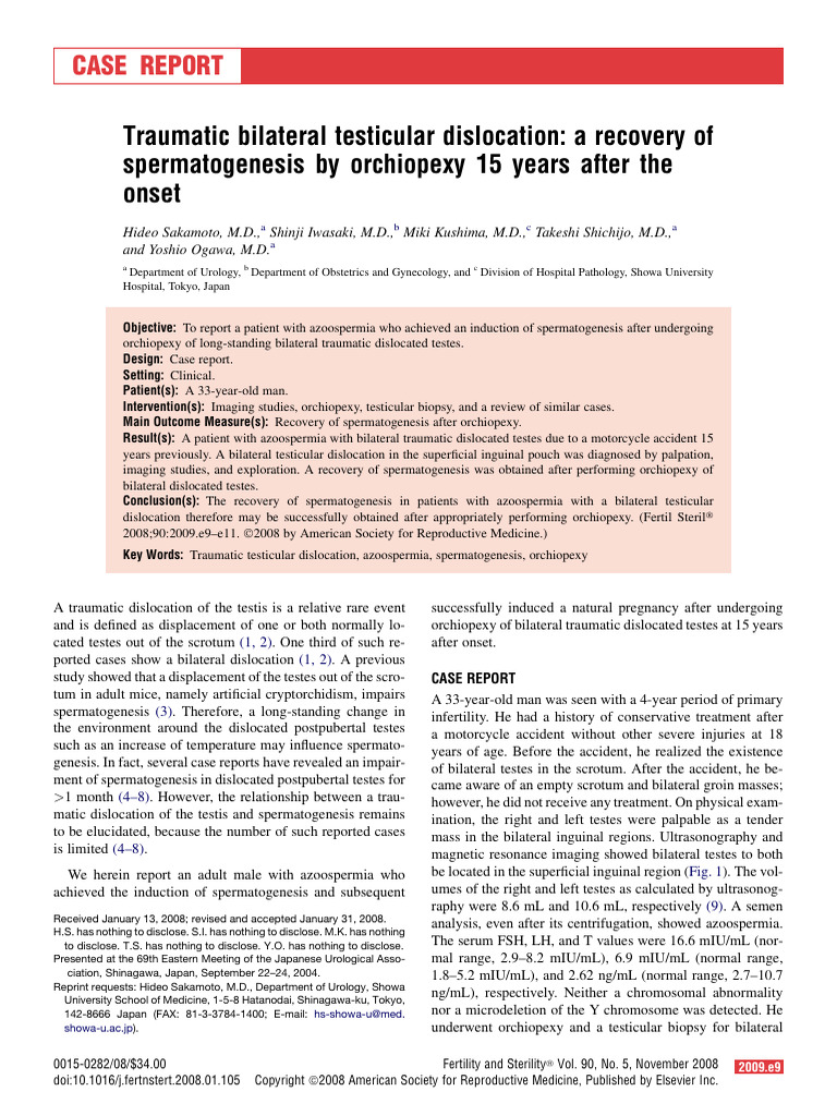 Traumatic Bilateral Testicular Dislocation - A Recovery of ...