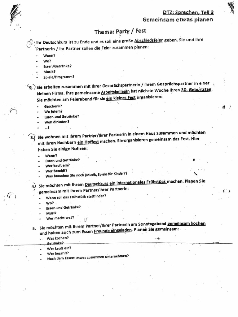 Sprechen Teil 3 Themen | PDF