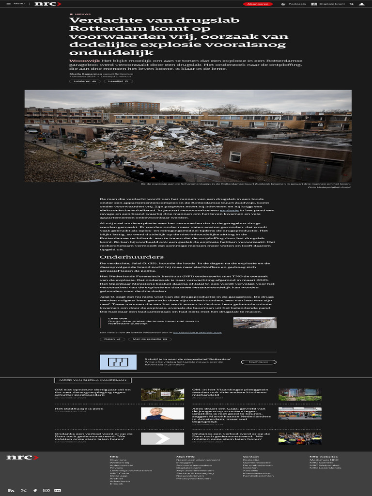 Verdachte Van Drugslab Rotterdam Komt Op Voorwaarden Vrij, Oorzaak Van ...