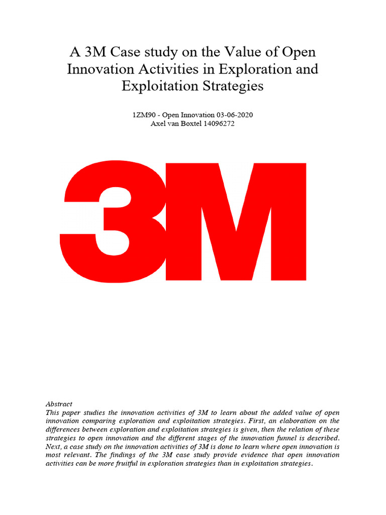 Axel Van Boxtel 3M Open Innovation Paper | PDF | Innovation | Entrepreneurship