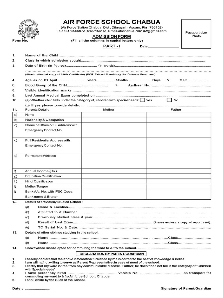 Admission Form 2024 25 | PDF