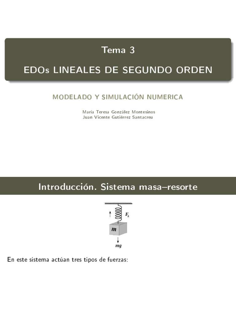 Tema 03 EDOs Orden 2 | PDF | Ecuación diferencial ordinaria | Fuerza