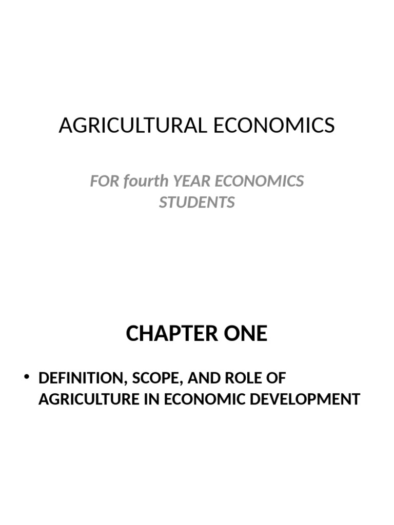 Agricultural Economics | PDF | Economics | Agriculture