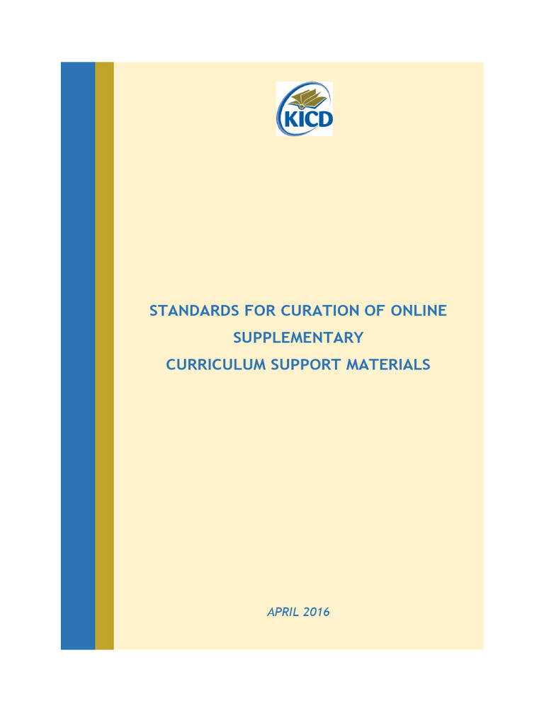 Standards For Curationof Online Supplementary Curriculum Support ...