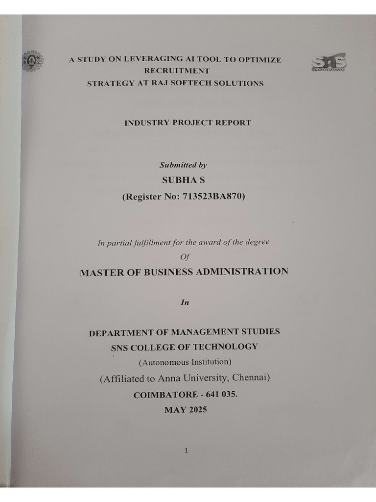 Project Report Mba | PDF