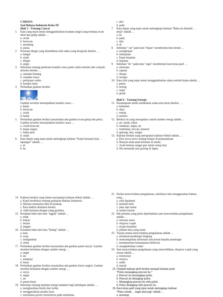 SOAL STS 2 CARISSA KIAN DEVA | PDF
