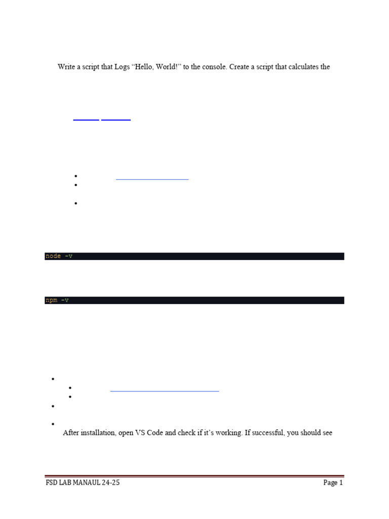 FSD Lab Manual 24-25 New | PDF | Java Script | Computing