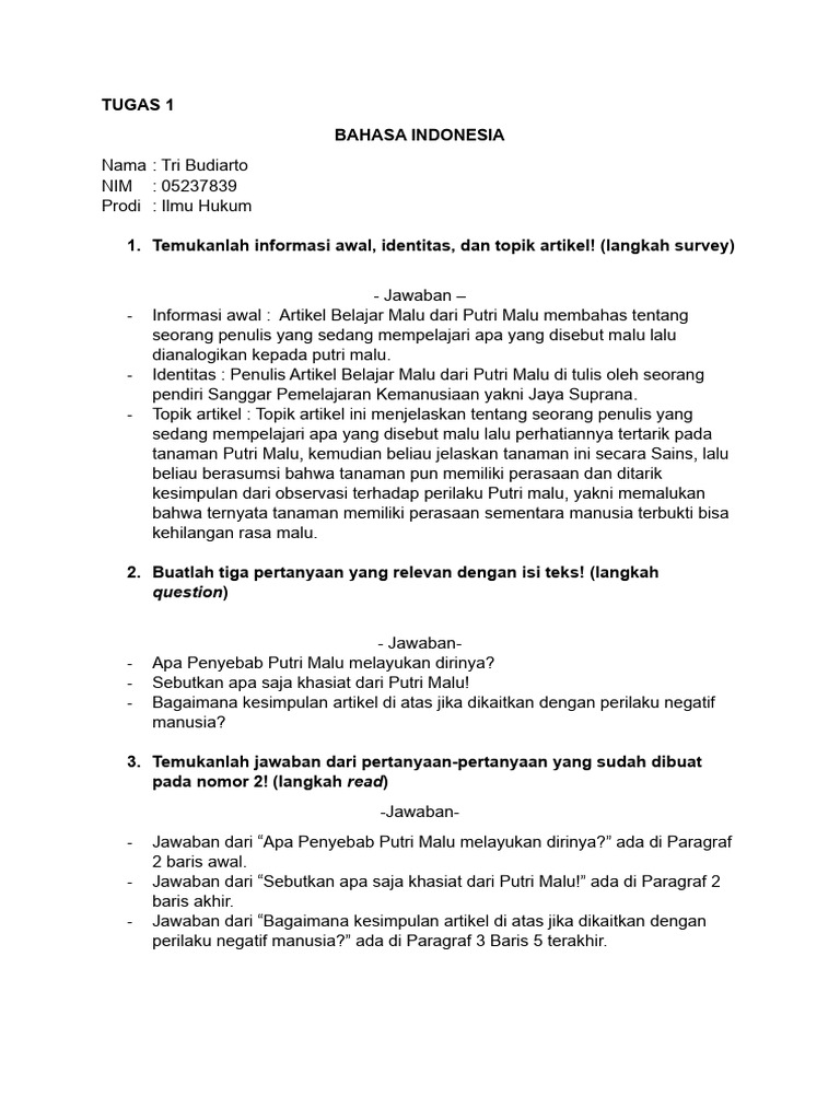 TUGAS 1 SESI 3 Bahasa Indonesia | PDF
