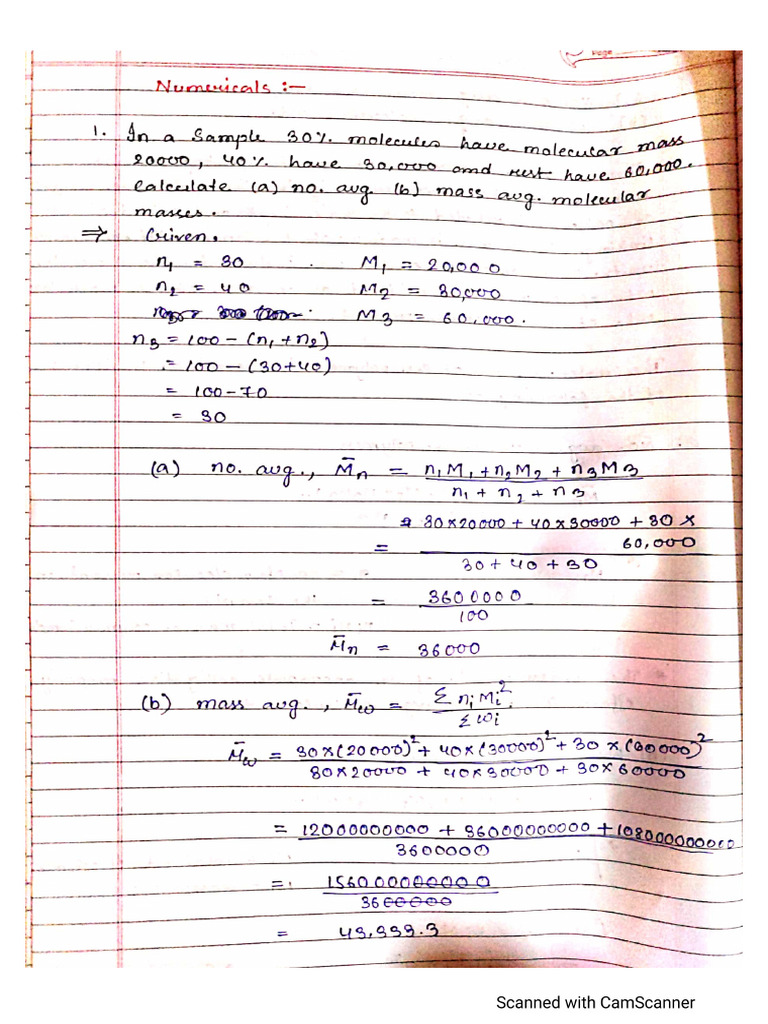 Polymer Numericals Corrected | PDF