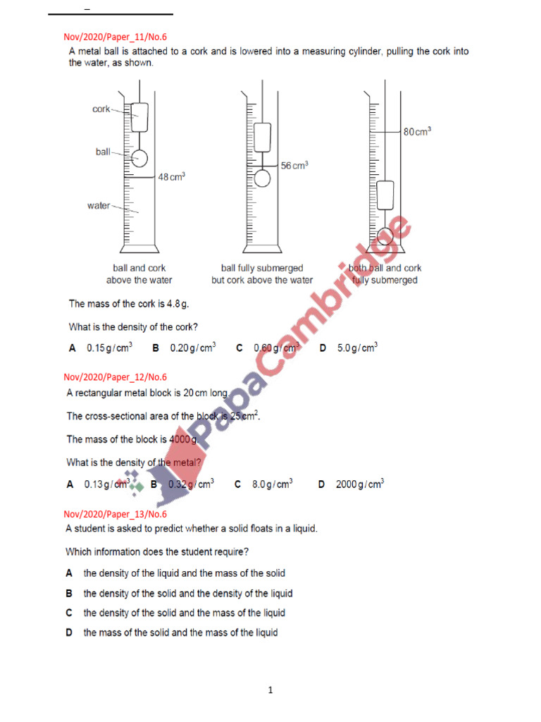 2020 N Density Igcse | PDF
