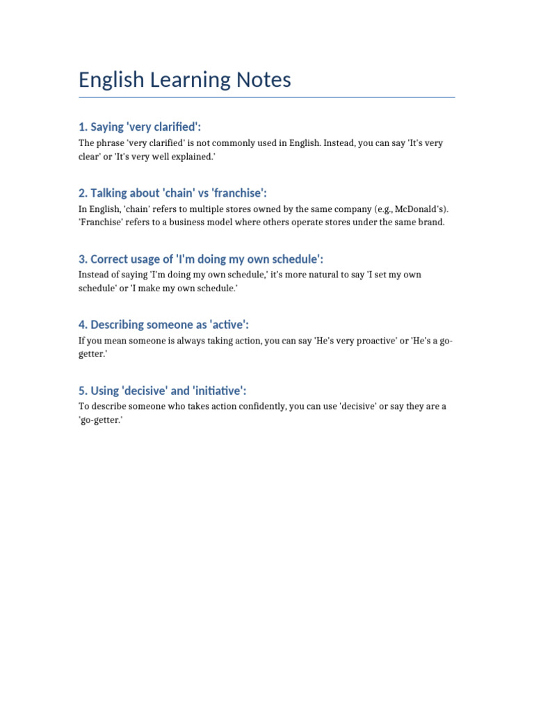 English Learning Notes | PDF