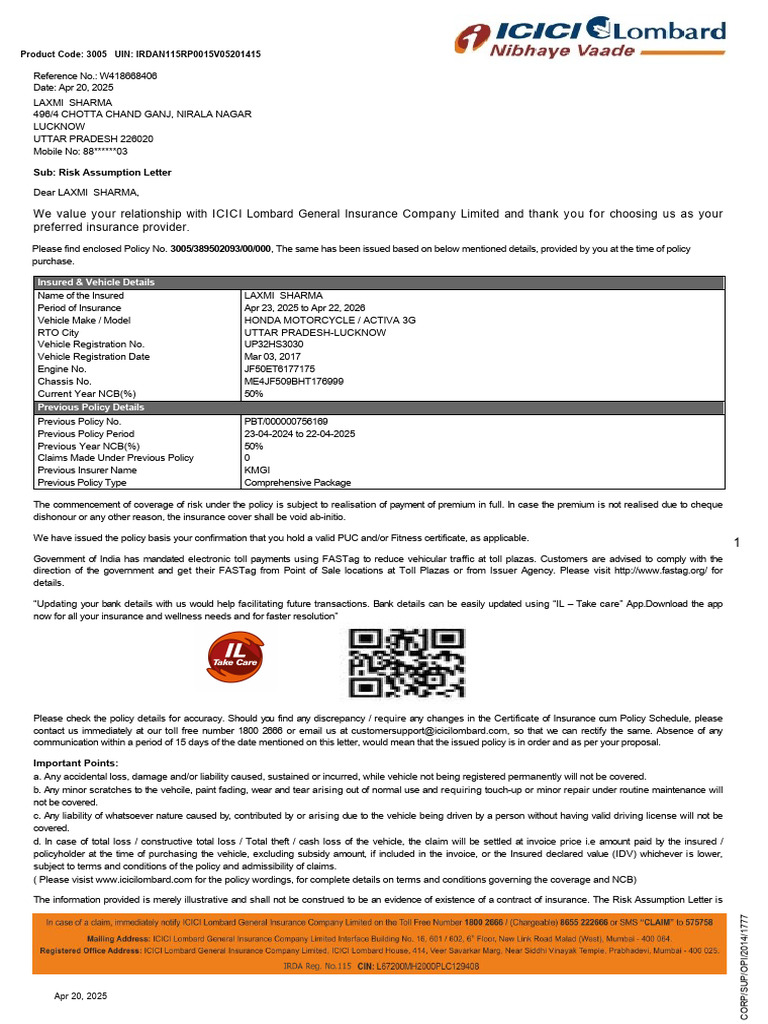 3005 389502093 00 000up32hs3030 | PDF | Insurance | Pro Rata