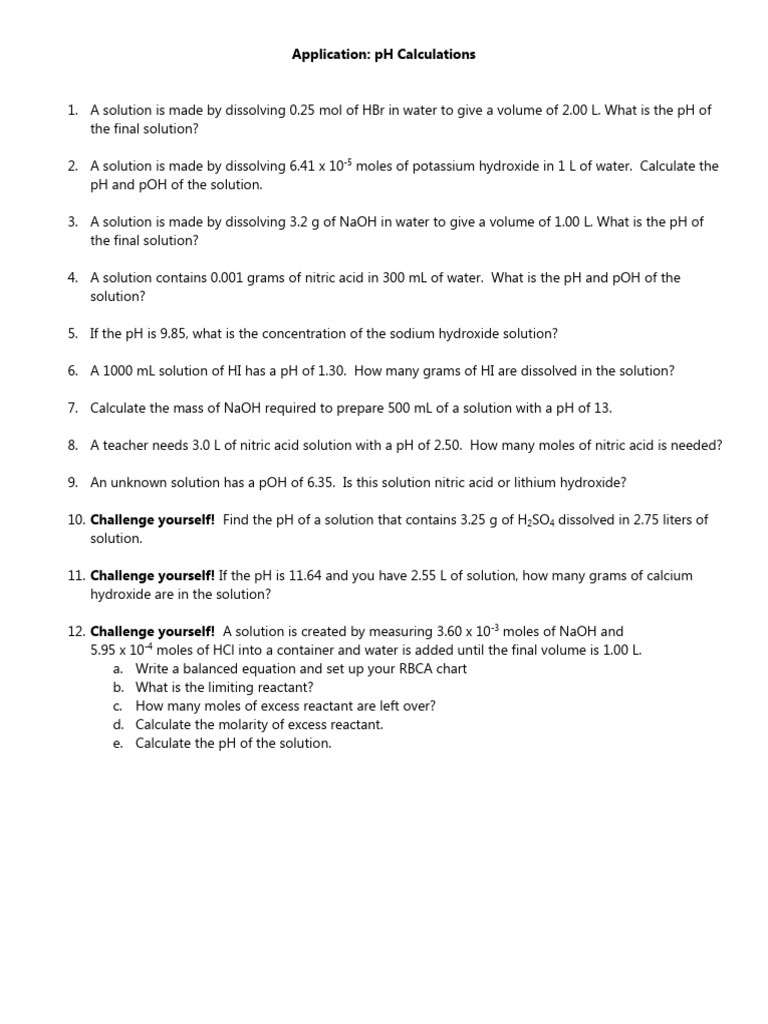 Application PH Calculations | PDF