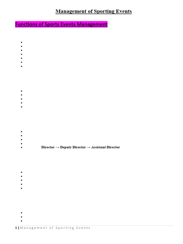 Functions of Sports Event Management | PDF | Tournament | Sports