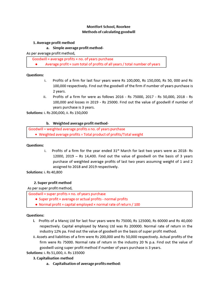 2-Methods of Calculating Goodwill | PDF | Goodwill (Accounting) | Economies