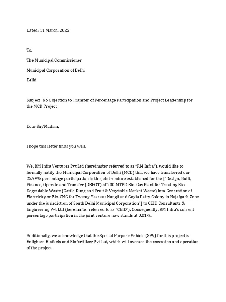Letter To MCD - 1 Final | PDF