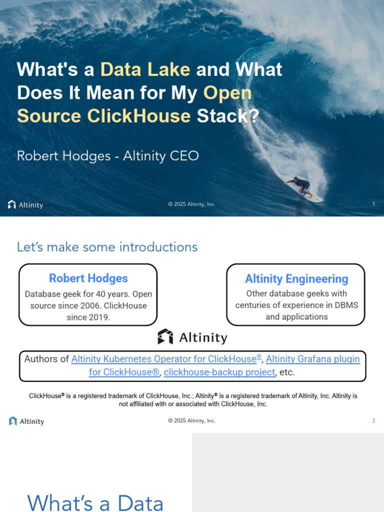 Whats A Data Lake and What Does It Mean For My Open Source ClickHouse Stack 2025 01 22 | PDF ...