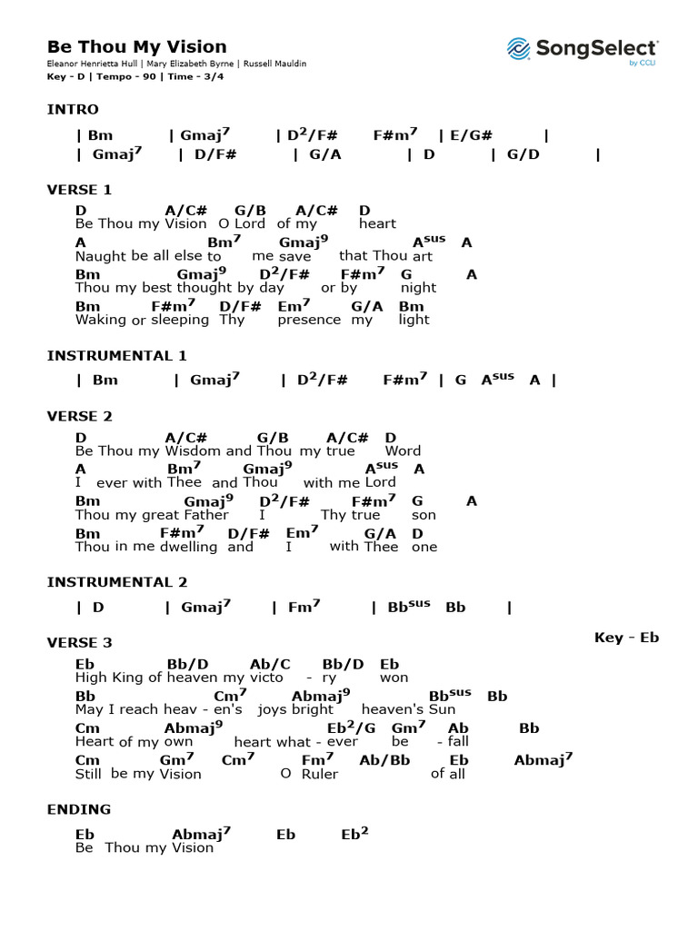 Be Thou My Vision-chords-D | PDF