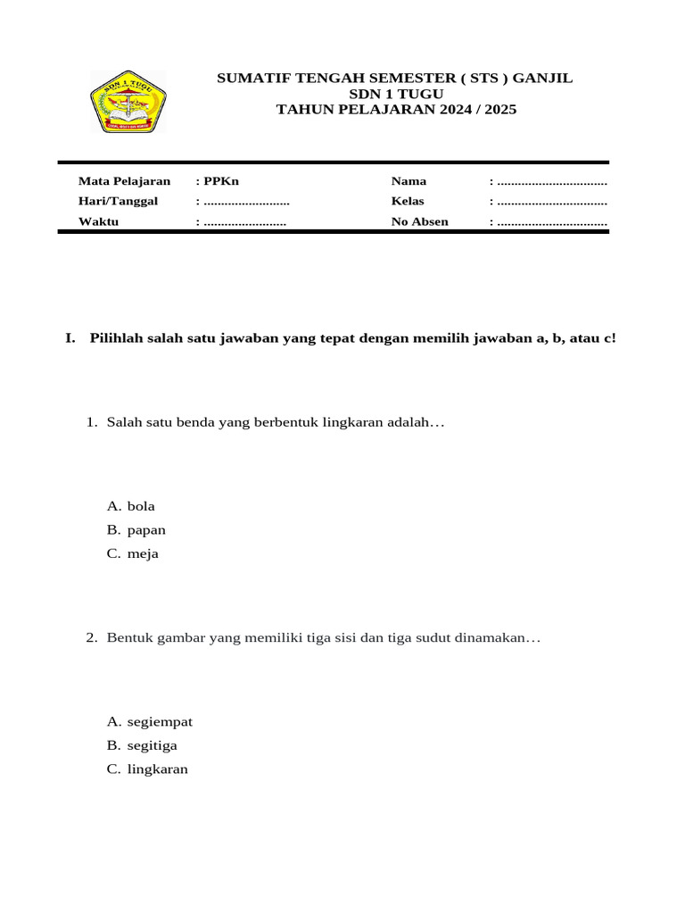 STS Seni Rupa Kelas 1 | PDF