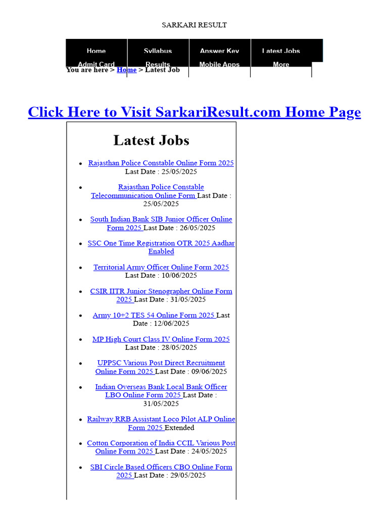 Sarkari Result, Latest Jobs 2025, Sarkari Results | PDF | Government Of ...