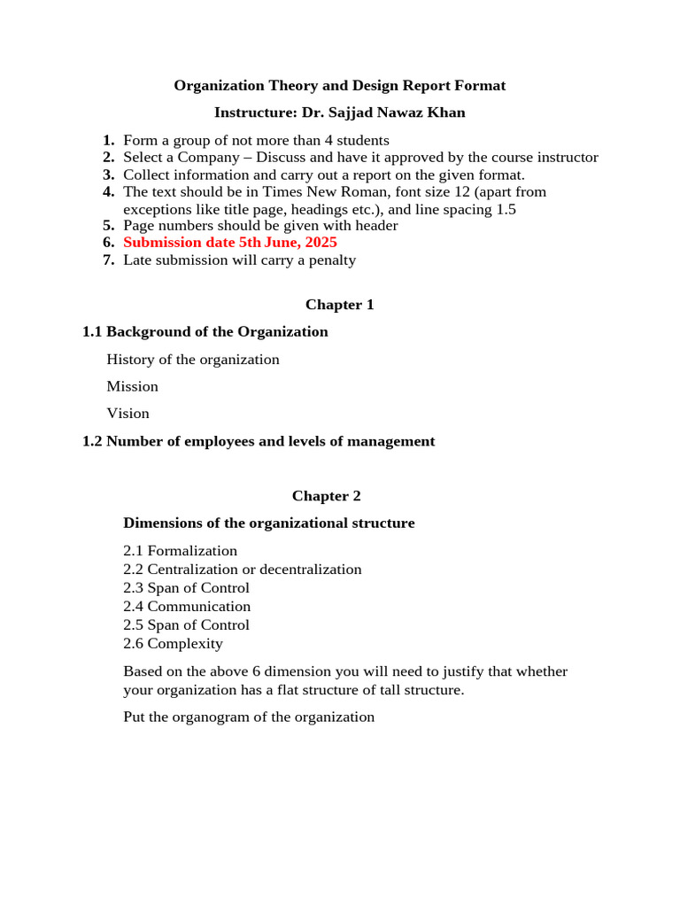 OTD Report Format Guidelines | PDF