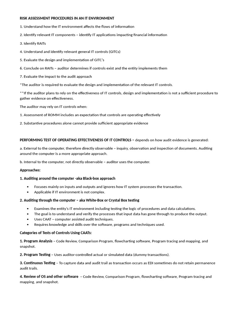Auditing in CIS - Risk Assessment Procedures (Day 3) | PDF | Audit ...