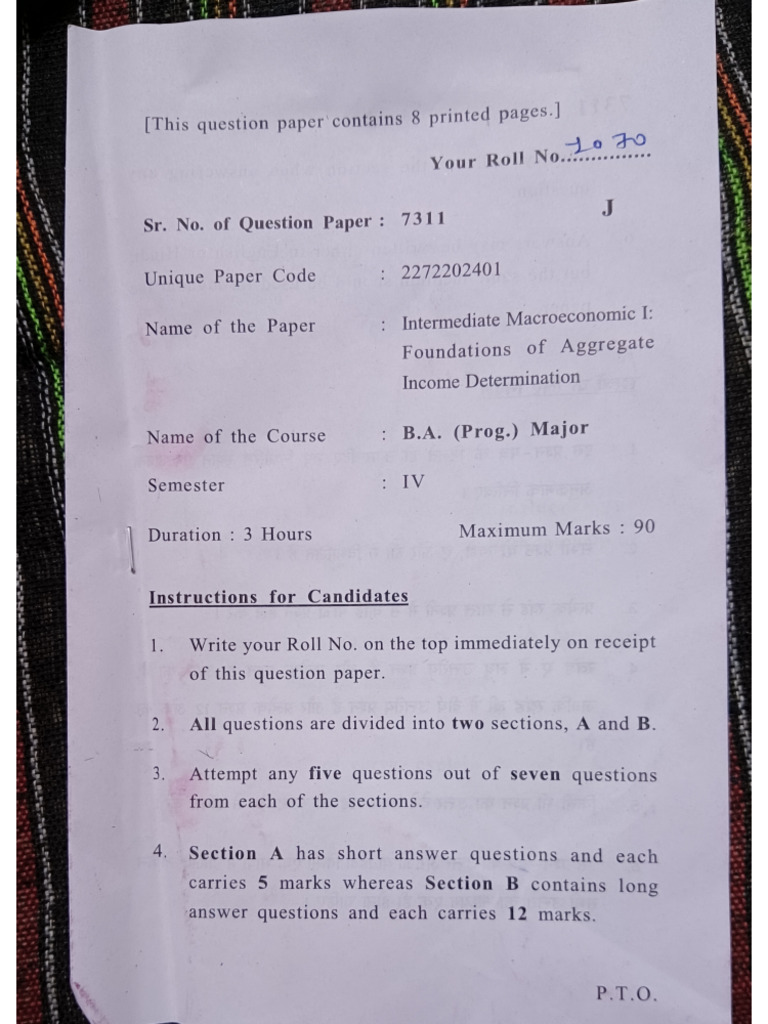 Intermediate Macro-1 (4th Semester DU) | PDF