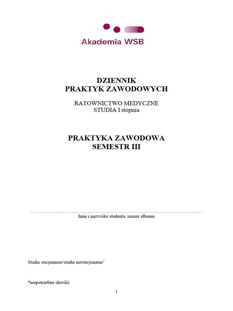 dziennik_praktyk_semestr_3_letni | PDF