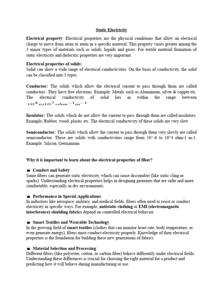 Static Electricity | PDF | Electrostatic Discharge | Textiles