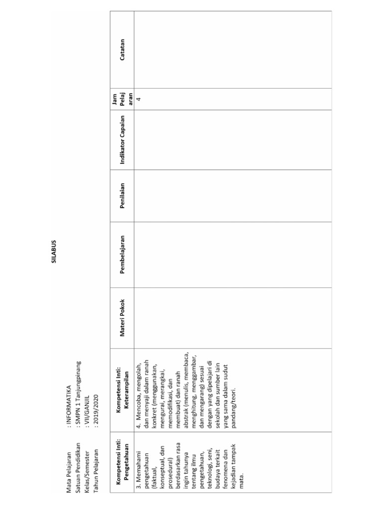 Silabus Informatika Kelas 7 Smp Pdf