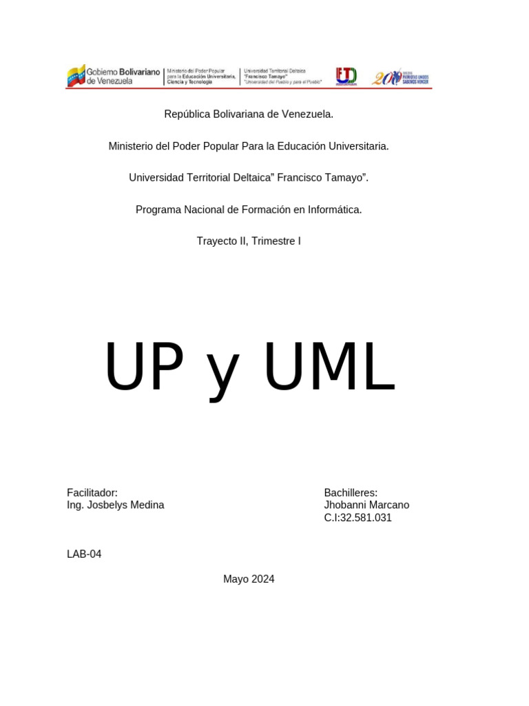 UP y UML en Desarrollo de Software | PDF | Lenguaje de modelado ...
