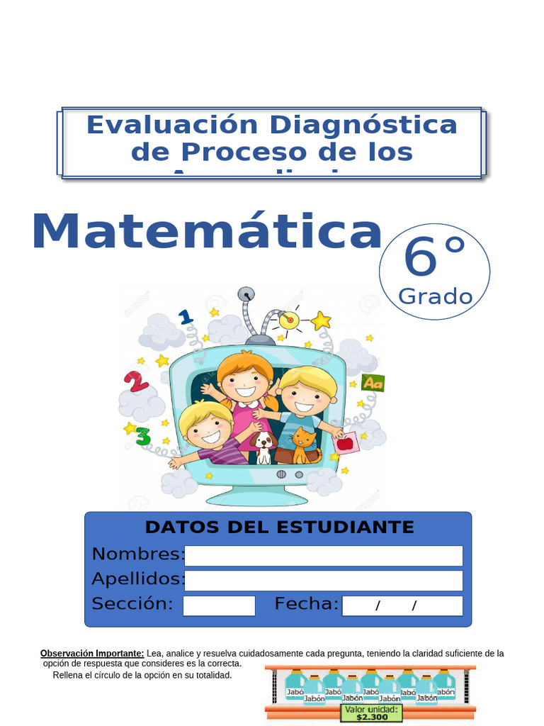 PRUEBA-DIAGNOSTICA-DE-MATEMATICAS-GRADO-5-2025 | PDF