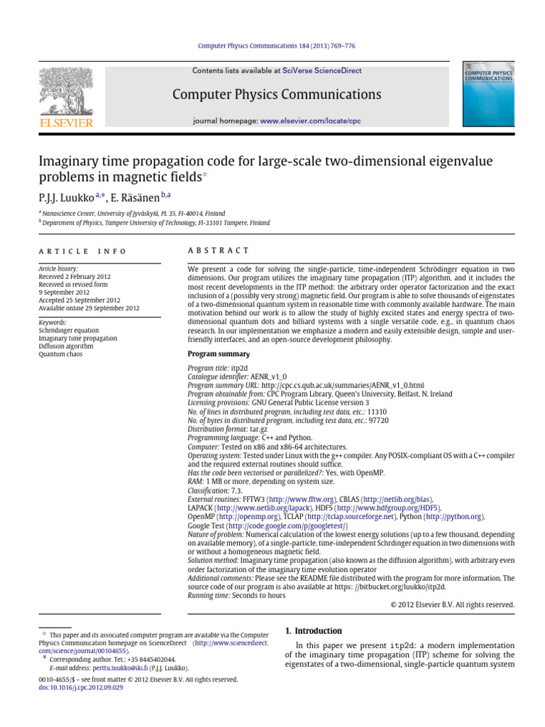 3rd paper | PDF | Hamiltonian (Quantum Mechanics) | Eigenvalues And Eigenvectors