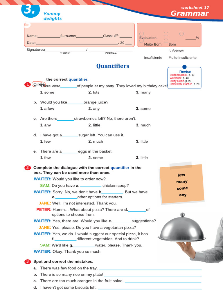 enga8_grammar_worksheet3_3_quantifiers | PDF | Cuisine | Foods