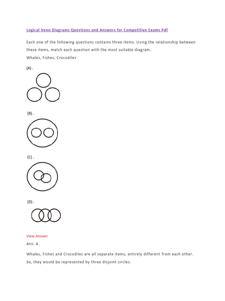 Venn Diagrams Questions Competitive Exams | PDF