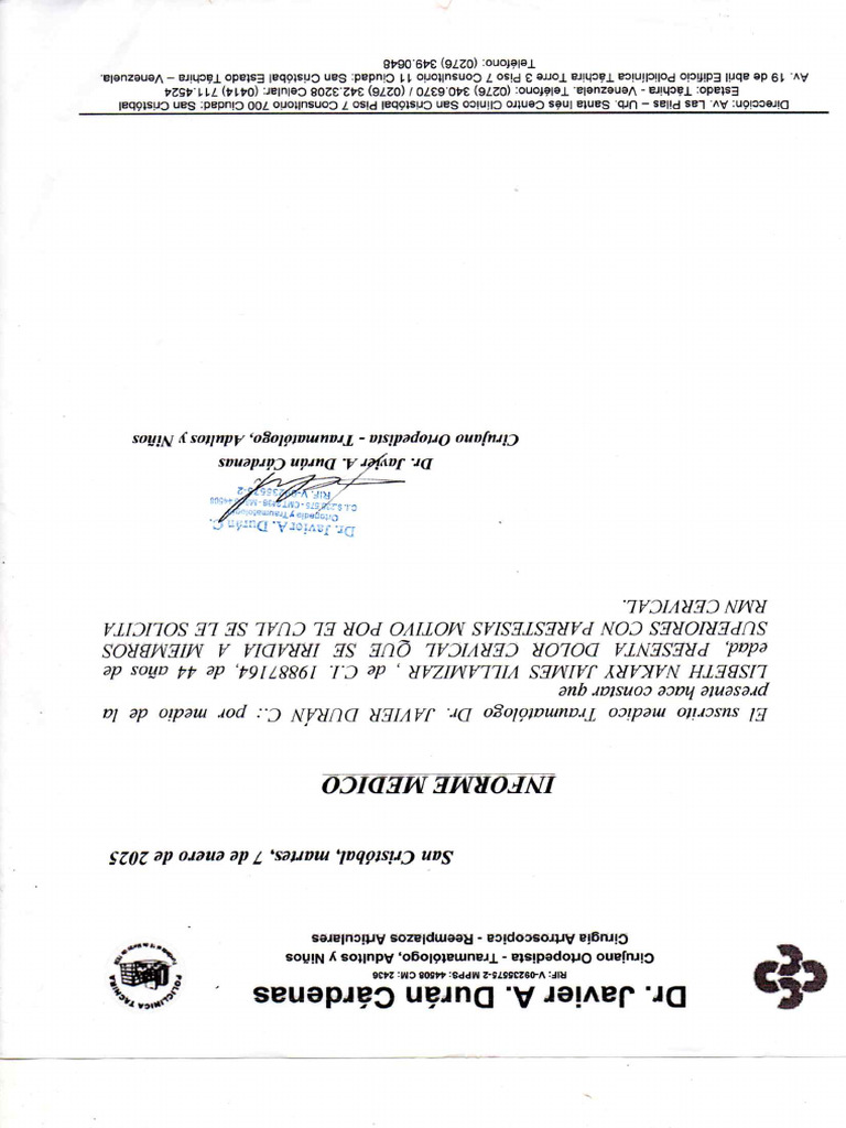 Informe Medico Lisbeth Jaimes | PDF