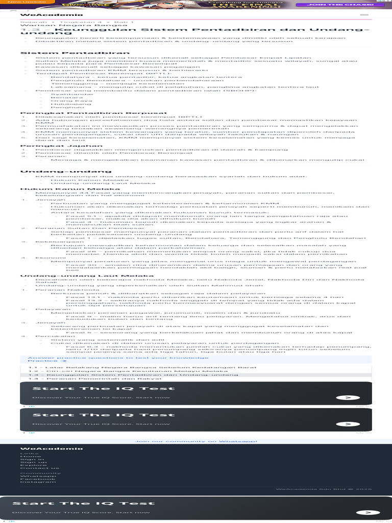 Nota & Latihan Sejarah KSSM Tingkatan 4 Bab 1.3 - WeAcademia (2025) | PDF