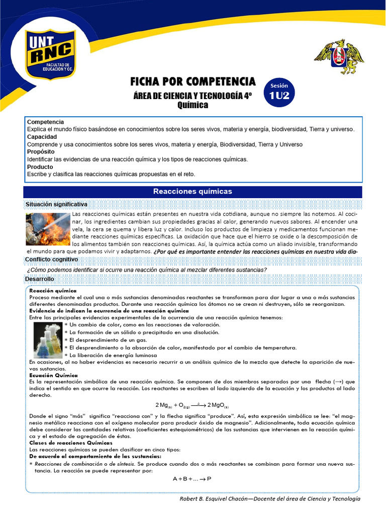 Clasificación y Evidencias de Reacciones Químicas | PDF | Reacciones ...