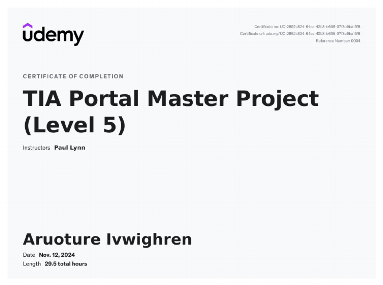 TIA Portal Master Project (Level 5) | PDF