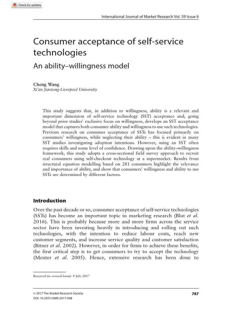PR-Consumer Acceptance of Self-Servicetechnologiesan Ability ...