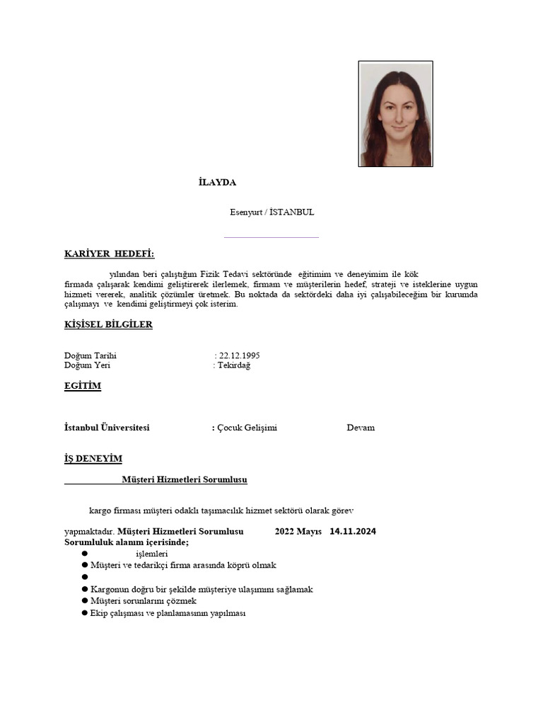 İlayda Köker Cv-1 (1) (1) - 2 | PDF