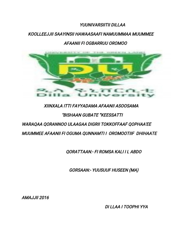 FIROMSA KALIIL Bishaan Gubate Piroppoozaala-WPS Office | PDF