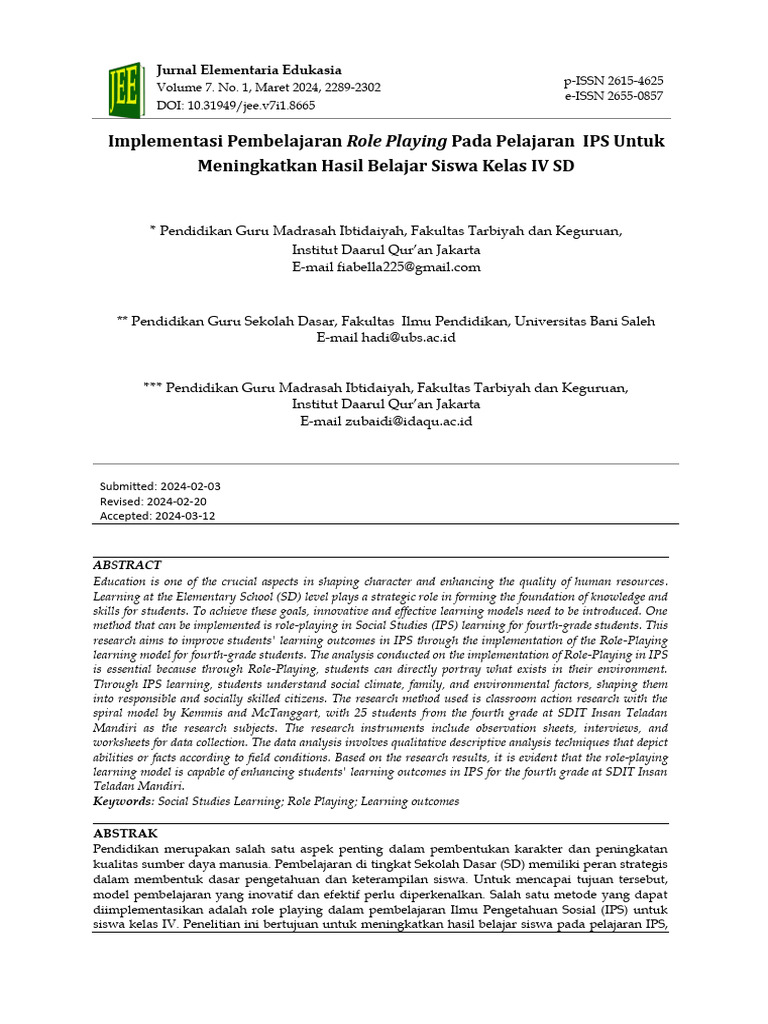 Implementasi Pembelajaran Role Playing | PDF