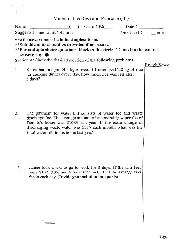P6 Math Different Ex | PDF