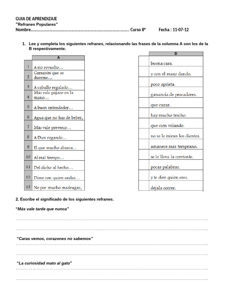 11 JULIO Refranes | PDF