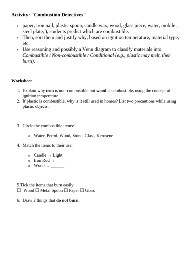Grade 8 Combustion and Flame | PDF