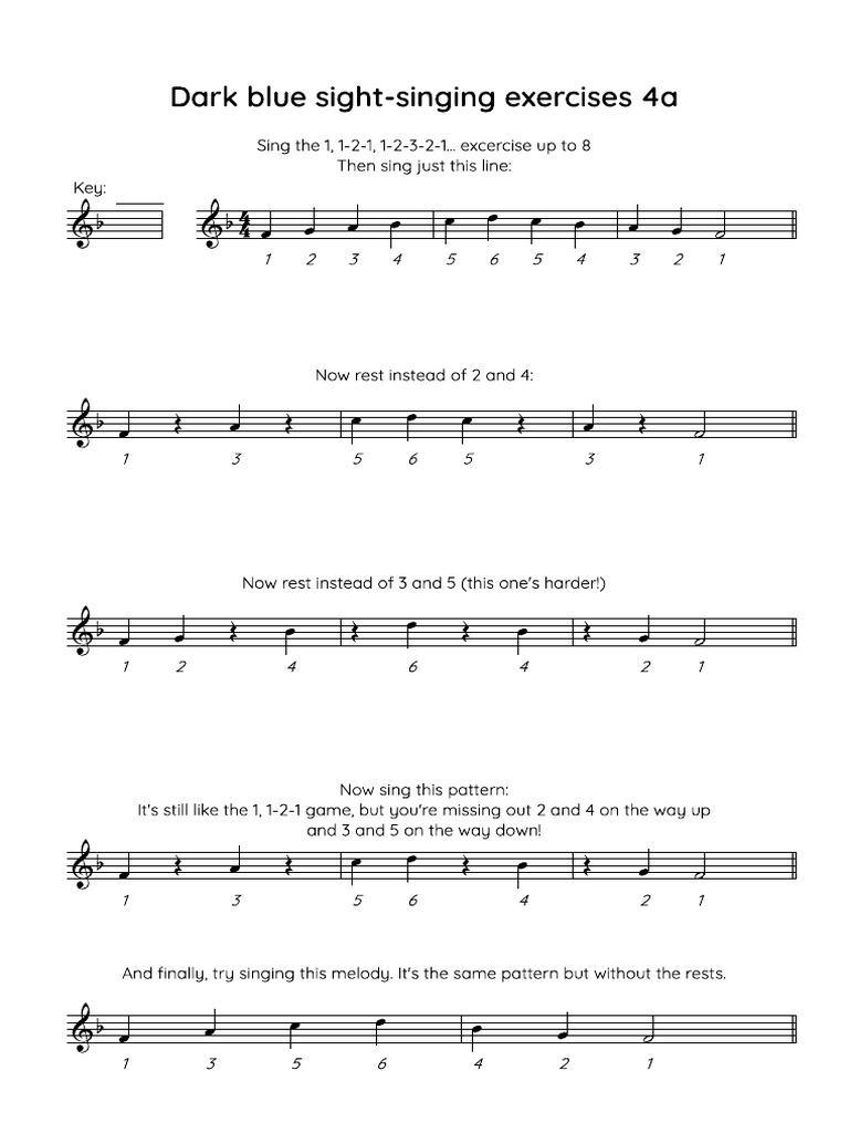 Dark Blue Sight-Singing Exercises 4 | PDF